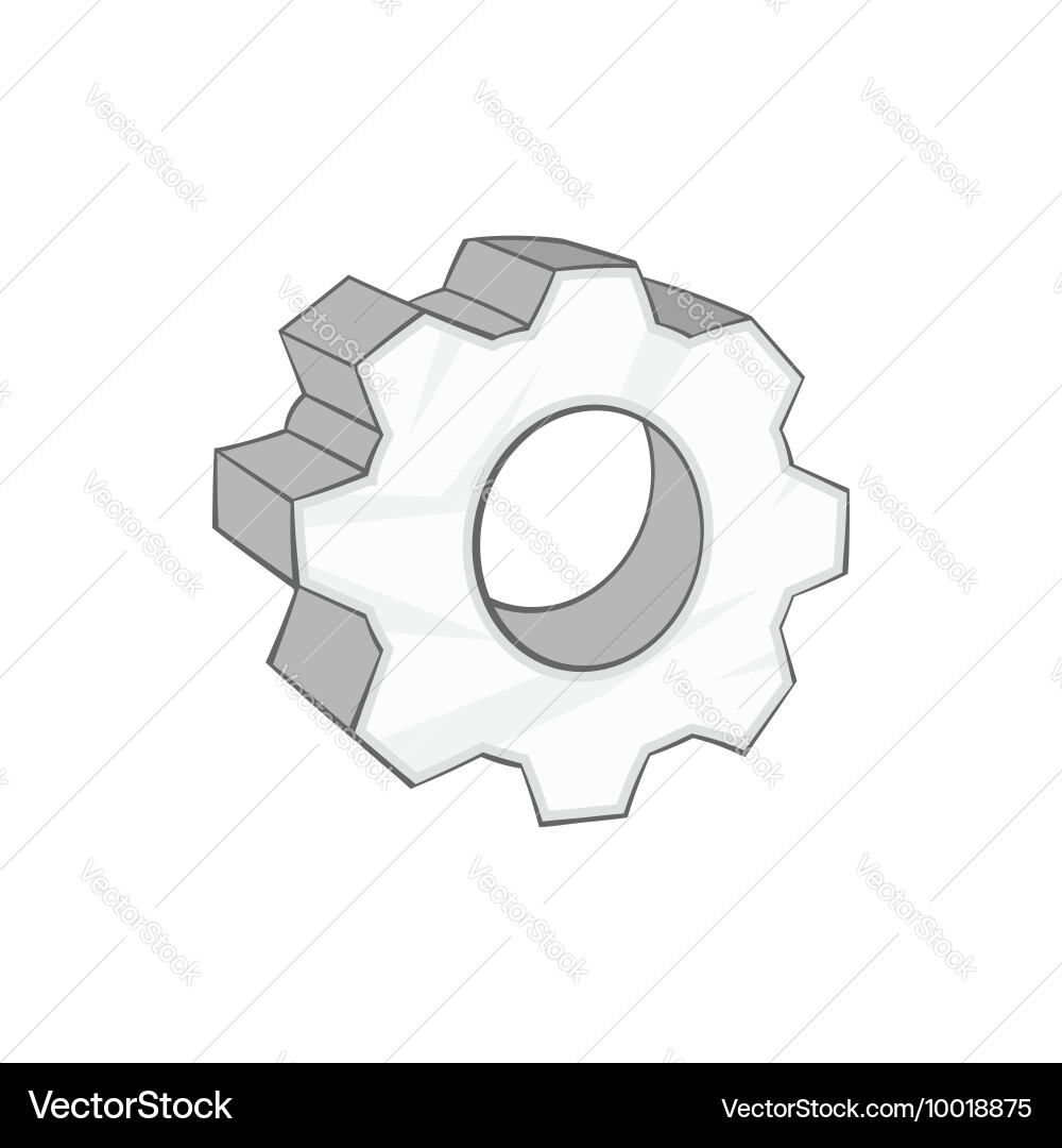 Gear icon in cartoon style Royalty Free Vector Image