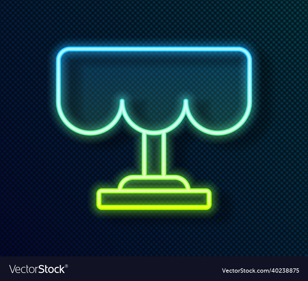 Glowing neon line wooden table icon isolated Vector Image
