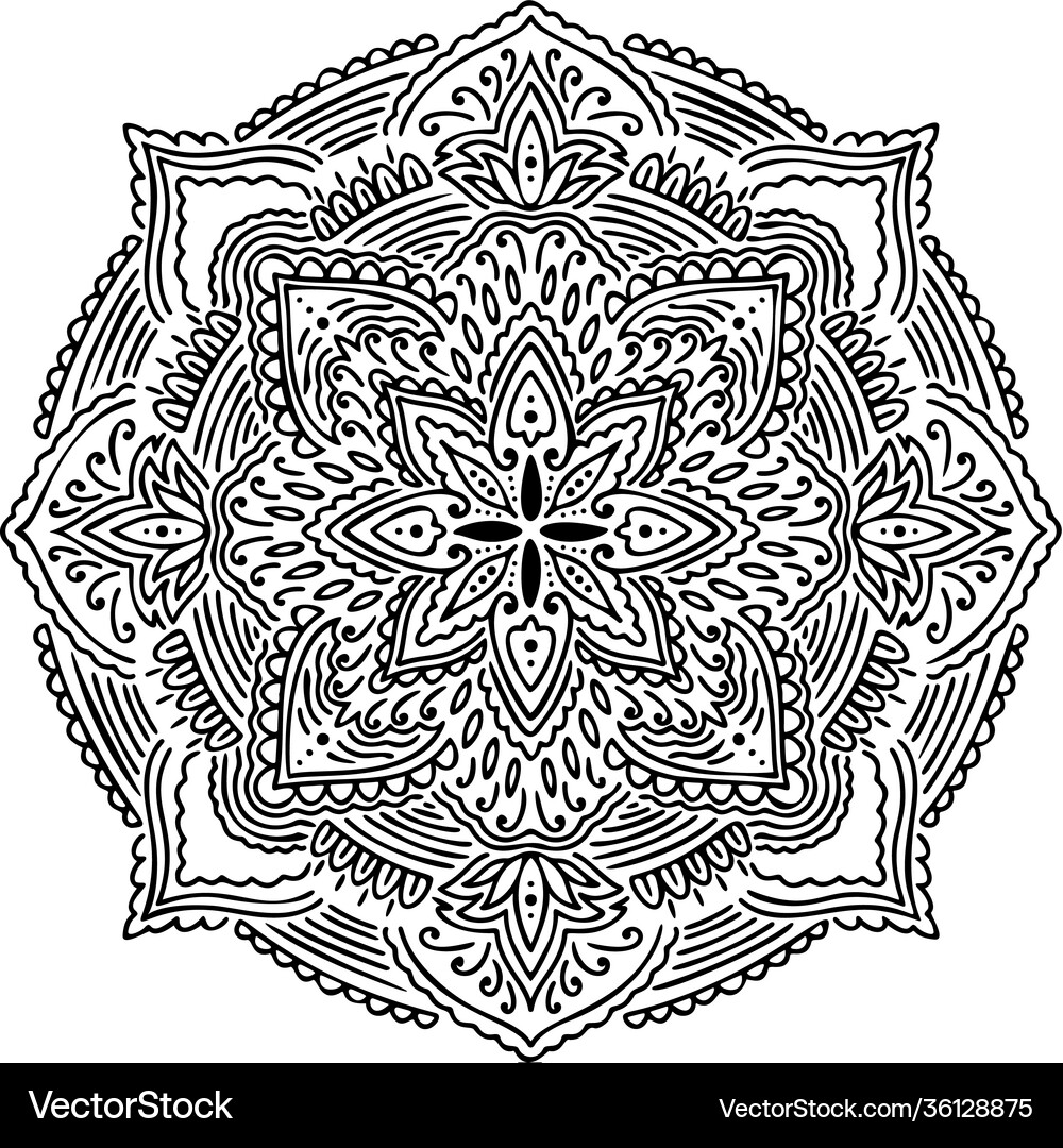 Graphic round mandala abstract isolated in white Vector Image