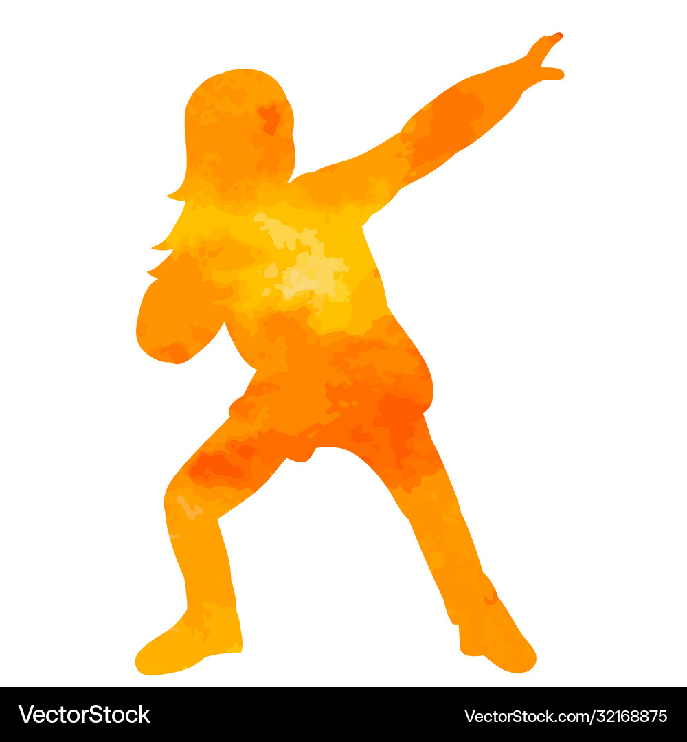 Isolated orange silhouette watercolor dancing Vector Image
