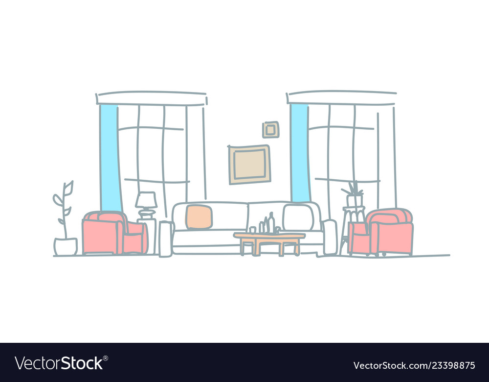 Modern living room interior empty house furniture Vector Image