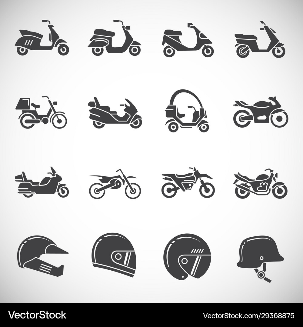 Motorcycle related icons set on background Vector Image