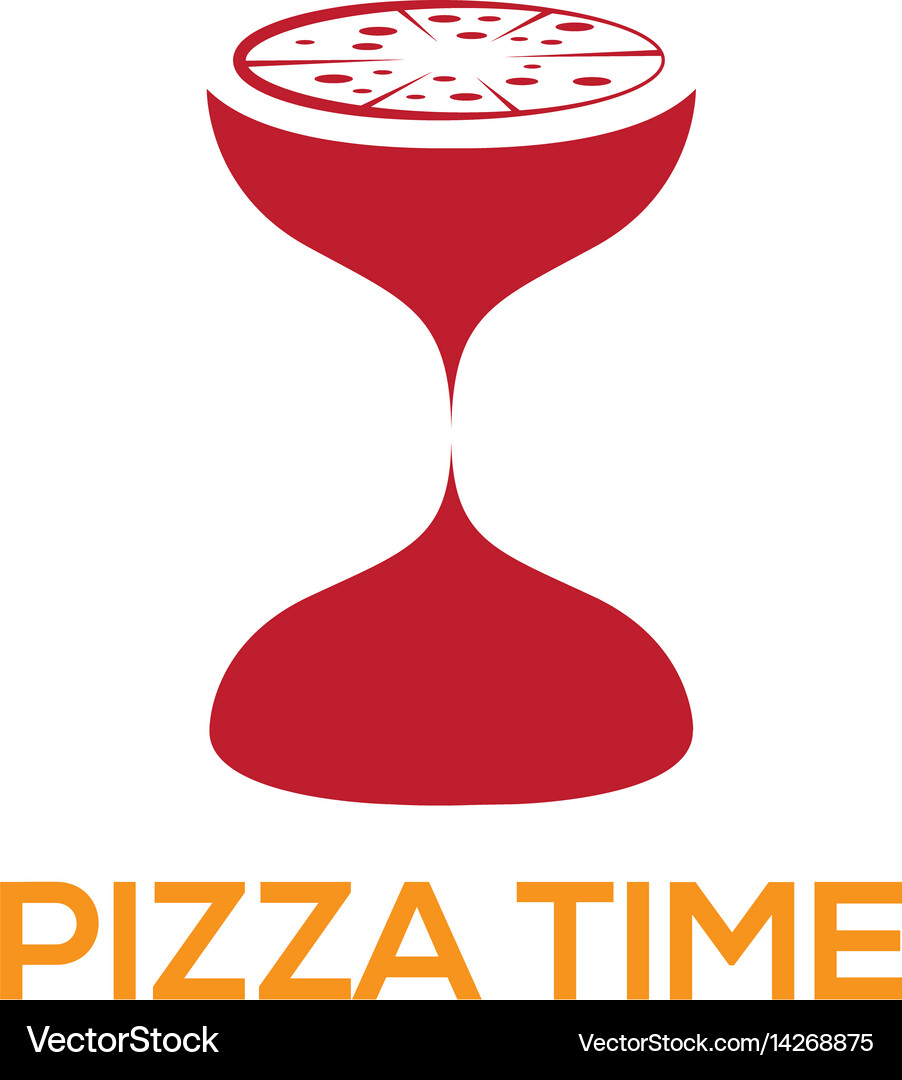 Pizza time design template with sandglass Vector Image