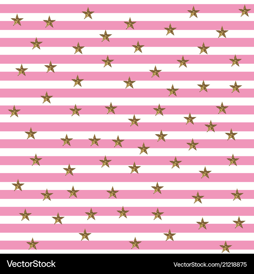 Starry striped pattern in pink and gold shade Vector Image
