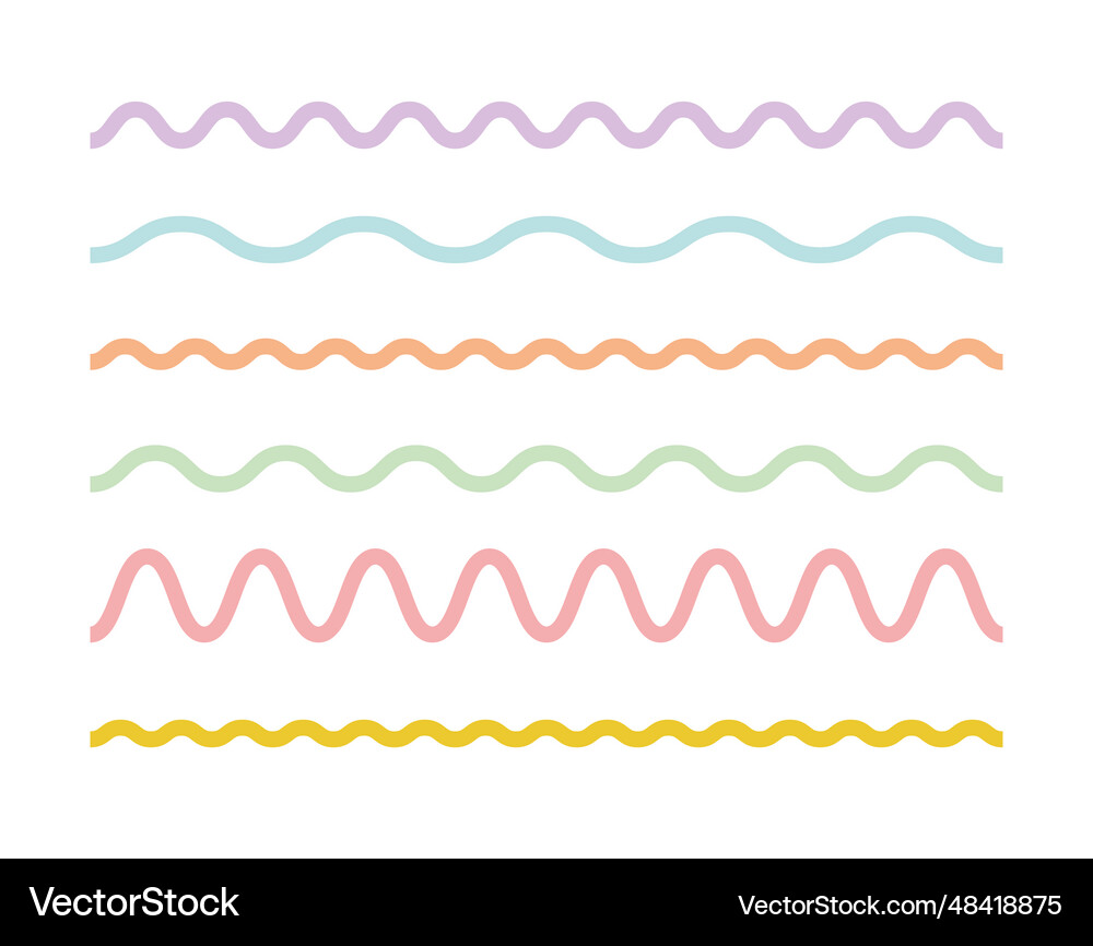 Wavy line set in white background simple grunge Vector Image
