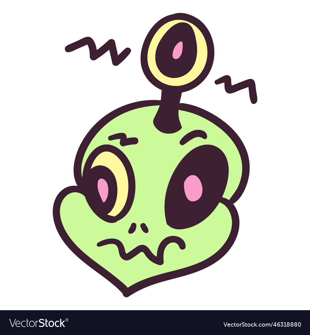 Aliens head antenna eye colorful Royalty Free Vector Image