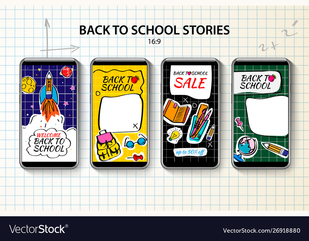 Back to school instagram stories template Vector Image