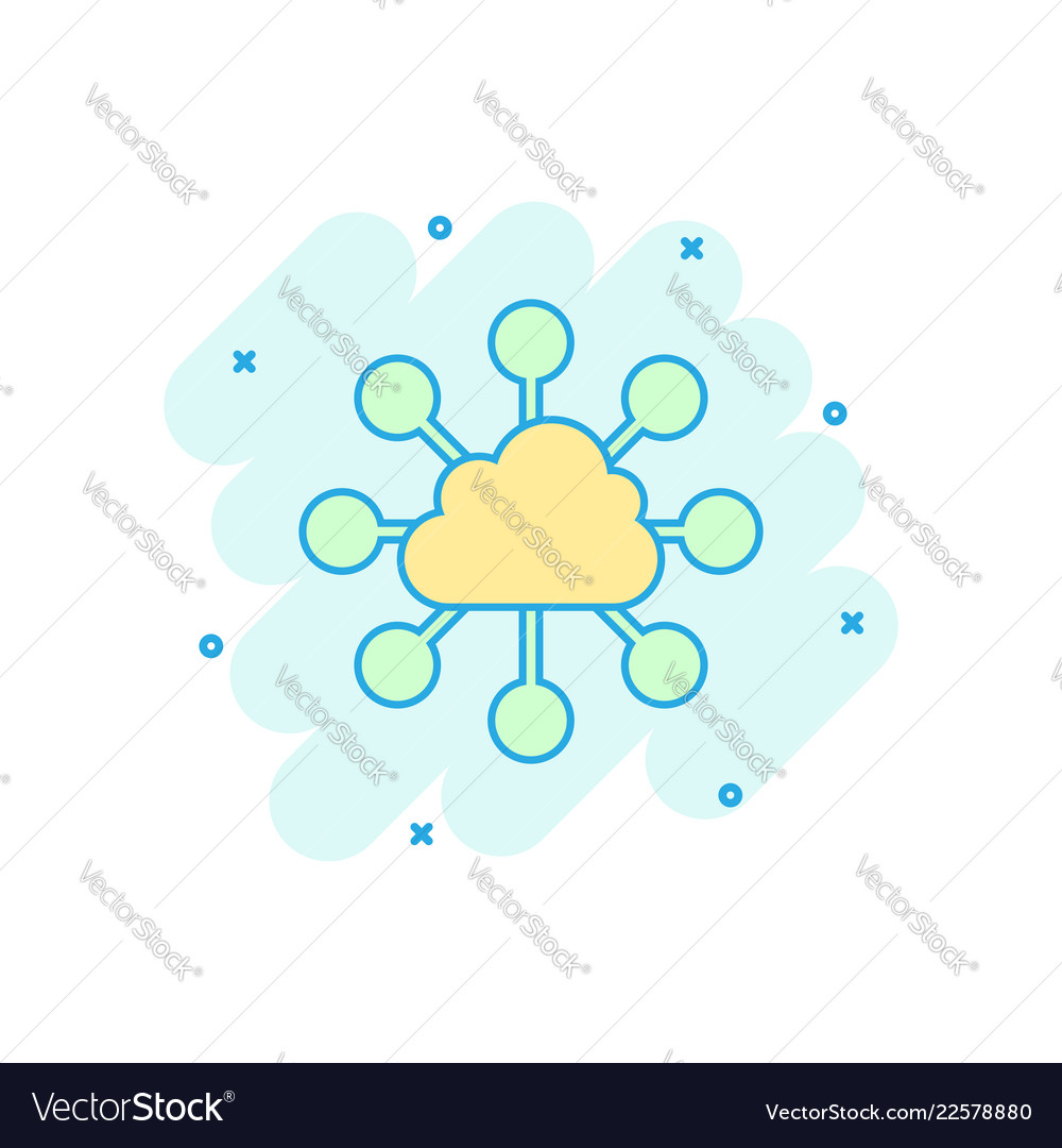 Cartoon cloud computing technology icon in comic Vector Image