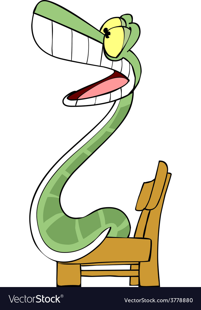 Cartoon snake sitting on a chair Royalty Free Vector Image