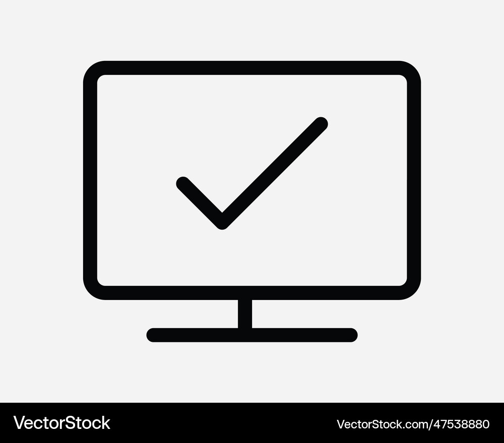 Display screen ok icon computer monitor pc tick Vector Image