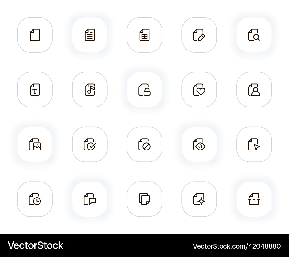 Files line icons set editable stroke 24x24 pixel Vector Image