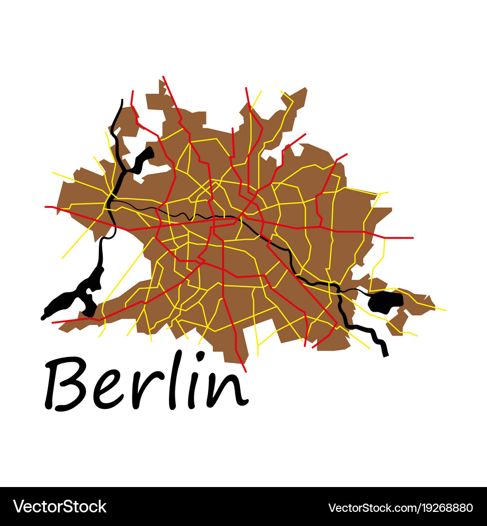 Flat berlin city map with boroughs silhouette Vector Image