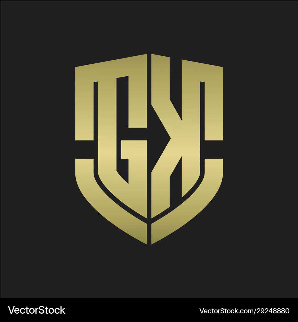 GK Monogram Shield Logo - Gold Royalty Free Vector Image
