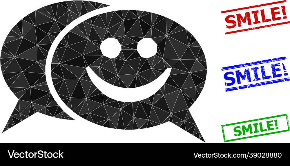 Happy chat triangle icon and distress smile Vector Image