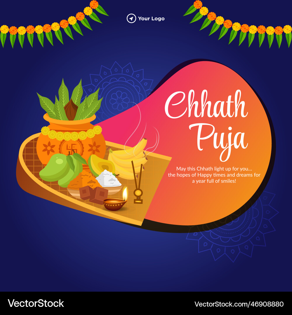 Happy chhath puja banner design template Vector Image