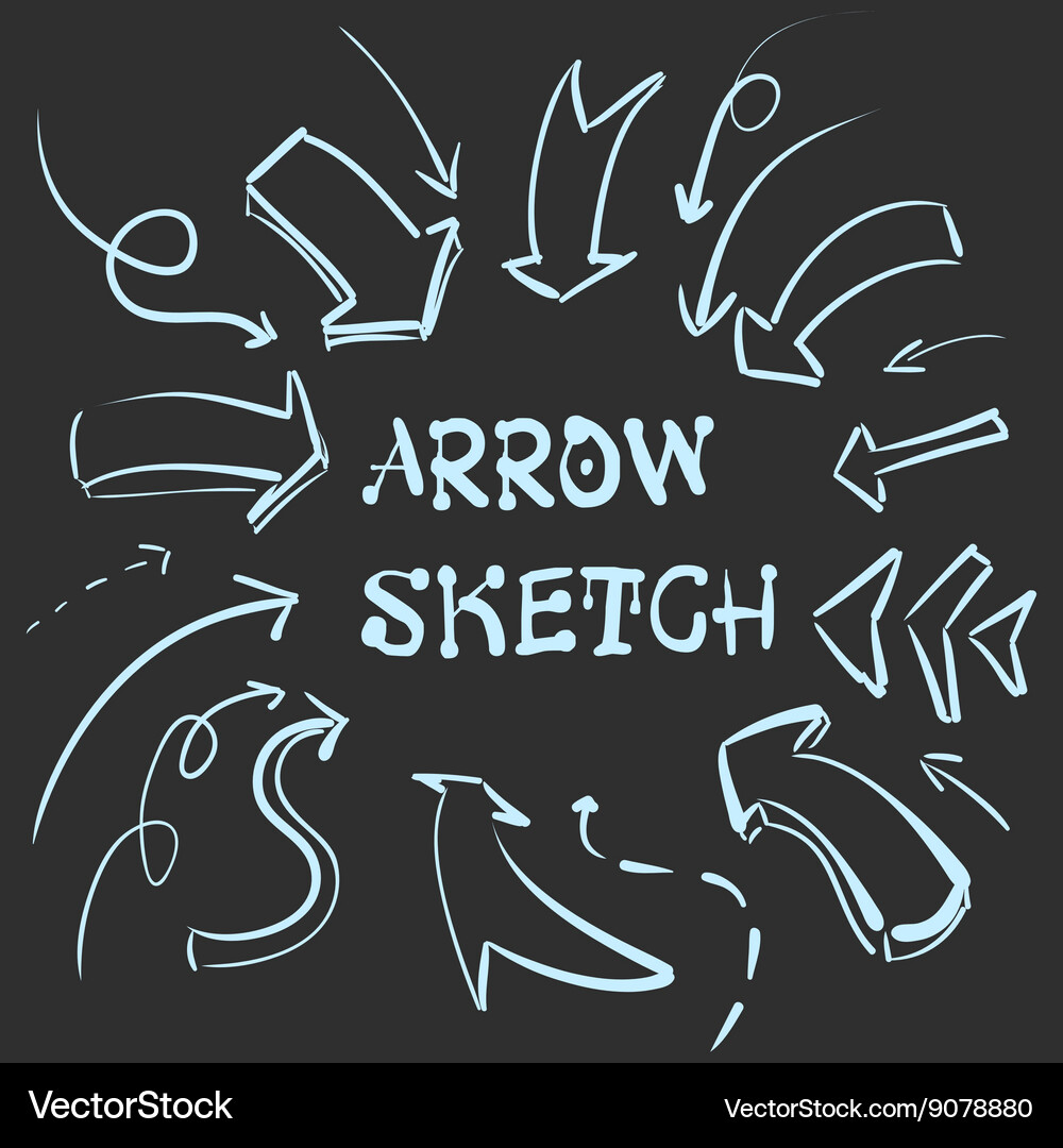 Large set hand-drawn vintage arrows form style Vector Image