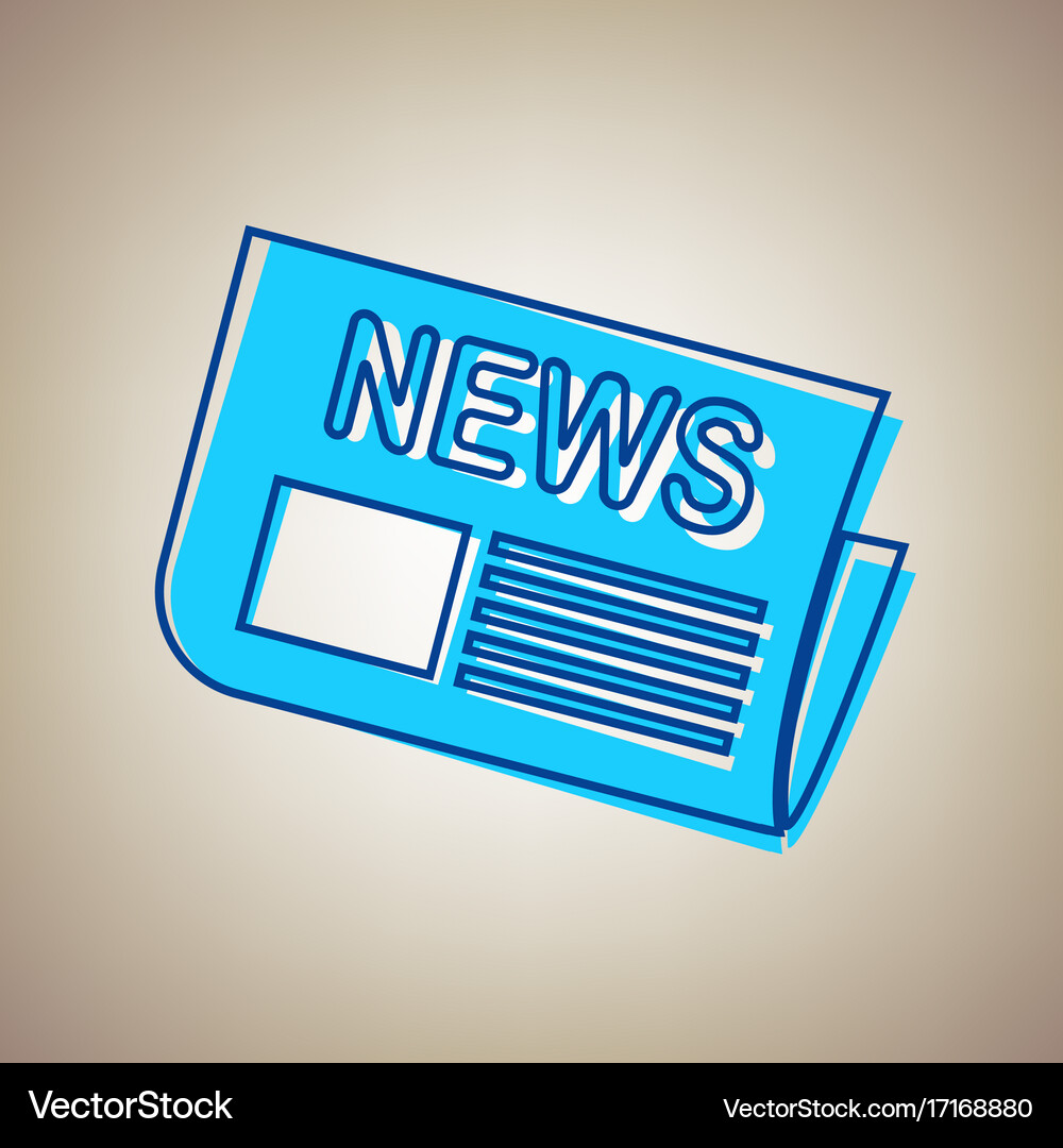 Newspaper sign sky blue icon Royalty Free Vector Image