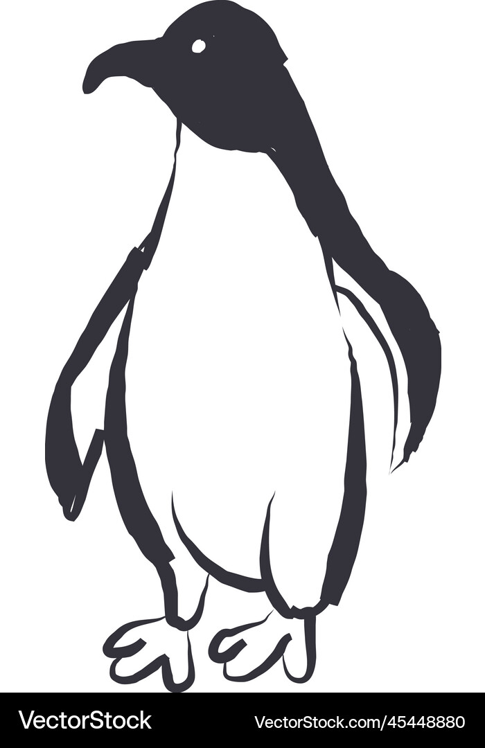 Penguin line art isolated on white background Vector Image