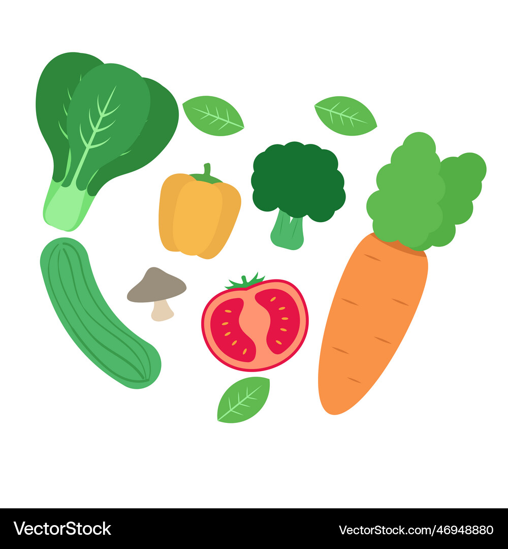 Set of vegetable with flat style Royalty Free Vector Image