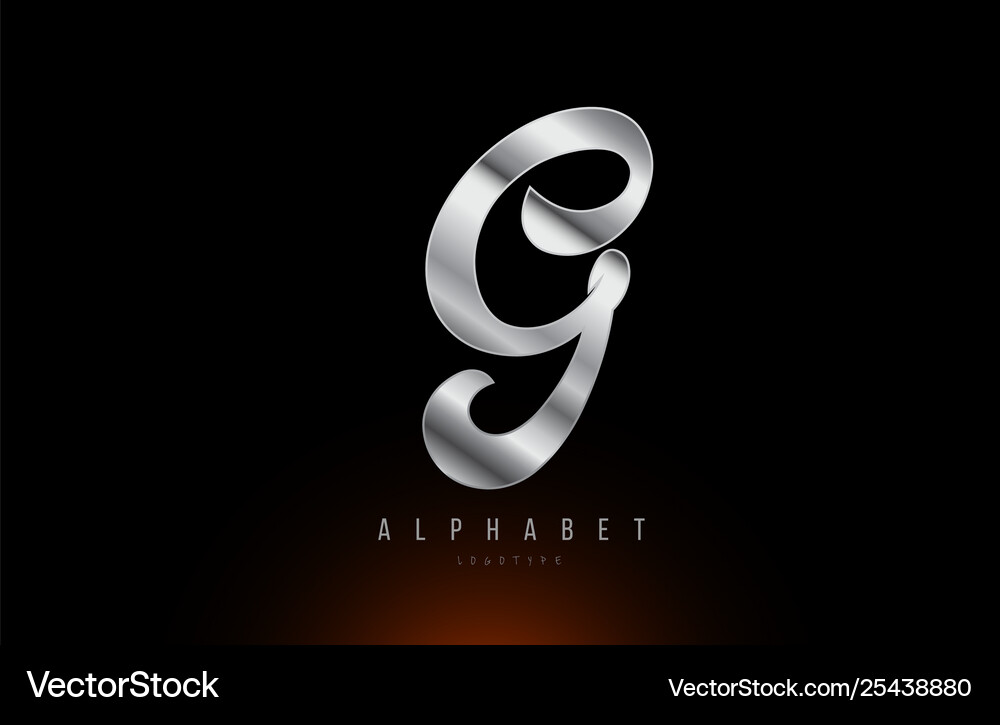 Silver grey metallic letter g logo design Vector Image