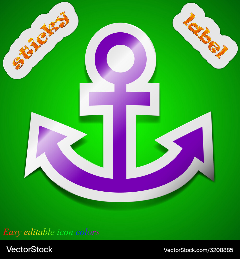 Anchor icon sign symbol chic colored sticky label Vector Image