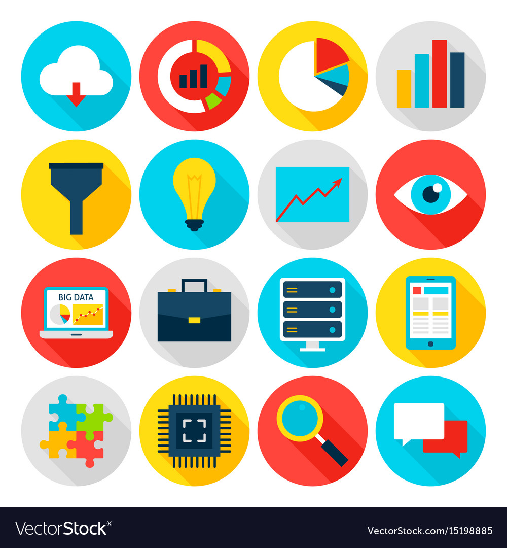 Big data flat icons Royalty Free Vector Image - VectorStock