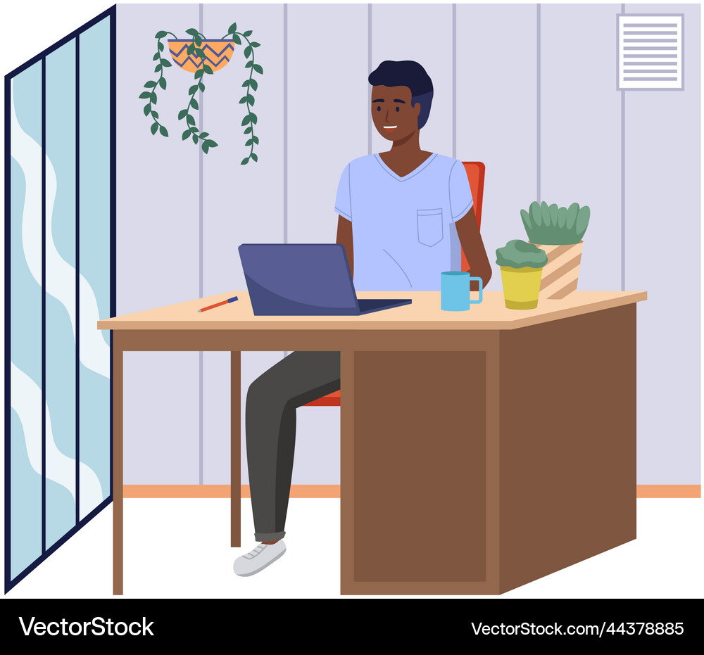 Business employees on their workspace co-worker Vector Image