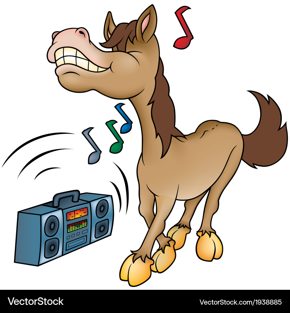 Cheerful Horse with Music Notes Royalty Free Vector Image