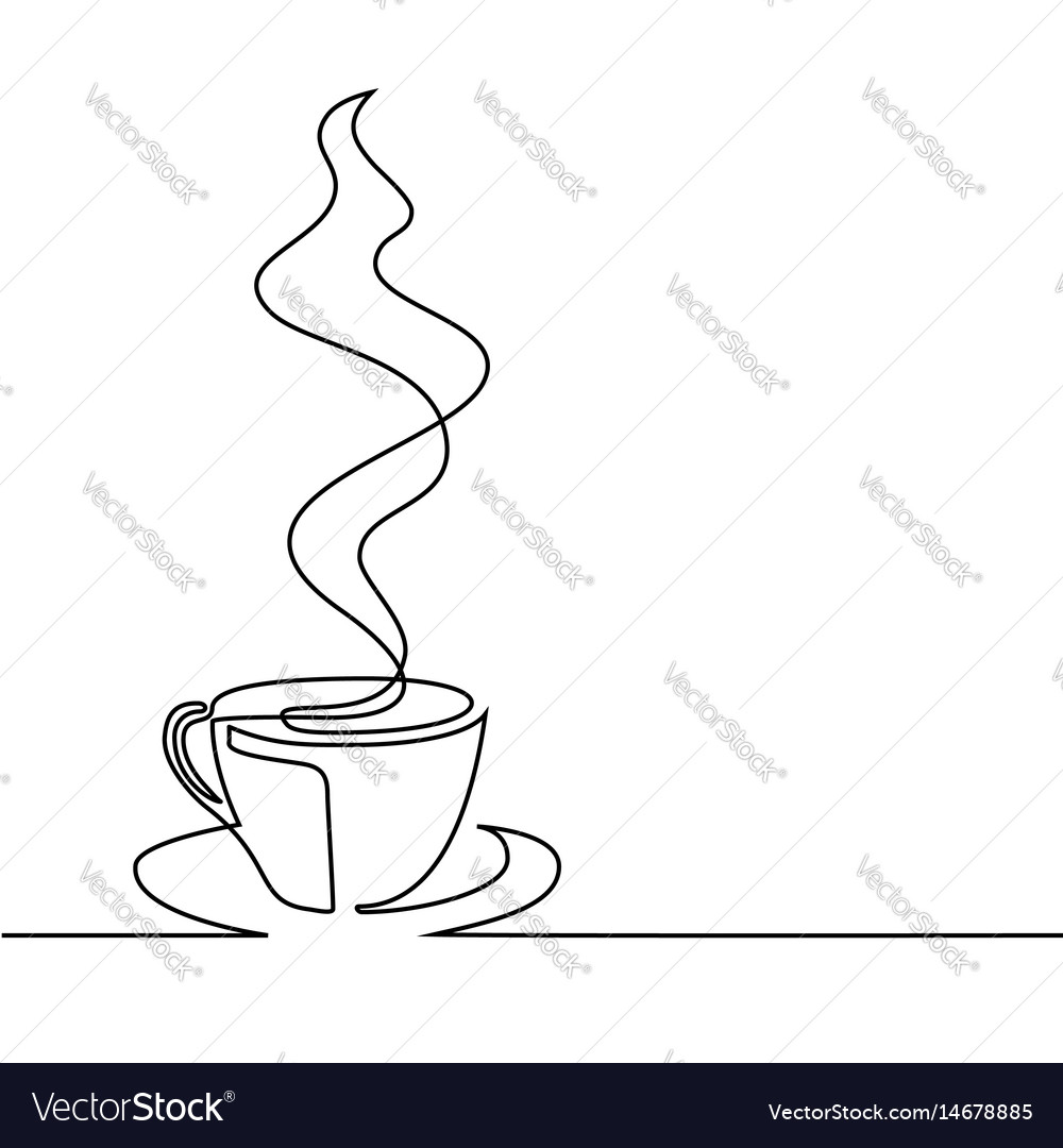 Continuous line drawing cup coffee Royalty Free Vector Image Continuous line drawing cup coffee Royalty Free Vector Image