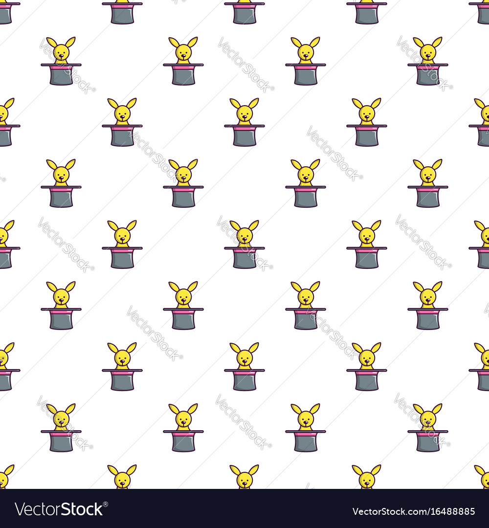 Cute bunny rabbit in magic hat pattern seamless Vector Image