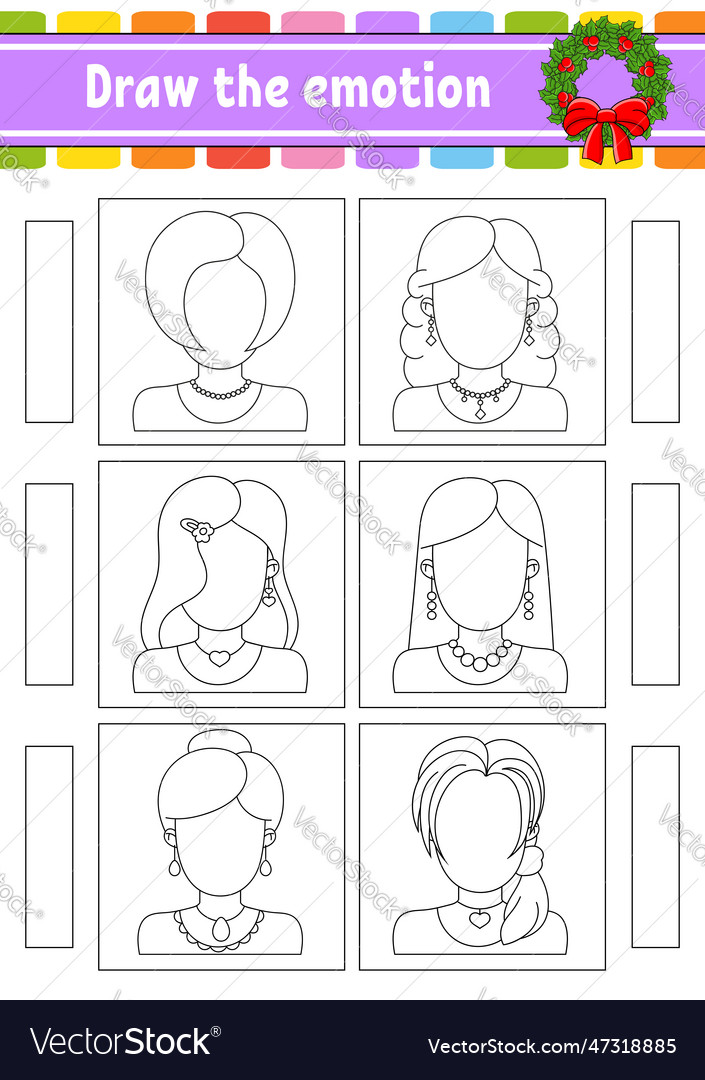 Draw the emotion worksheet complete the face Vector Image