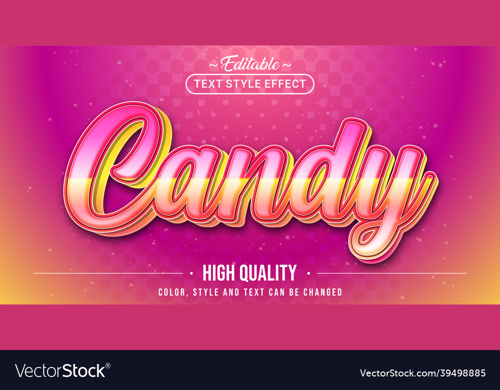 Editable text style effect - candy Royalty Free Vector Image