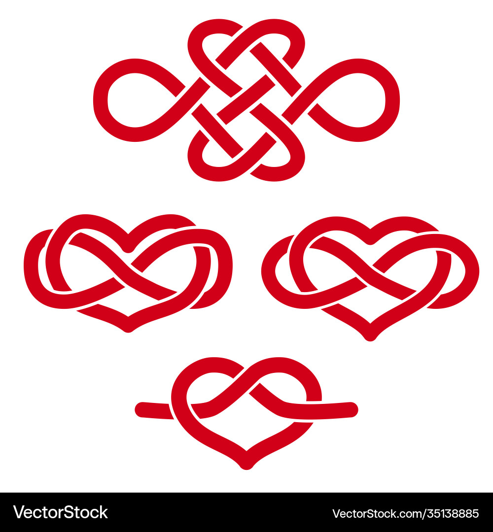 Heart and infinity sign-set knots Royalty Free Vector Image