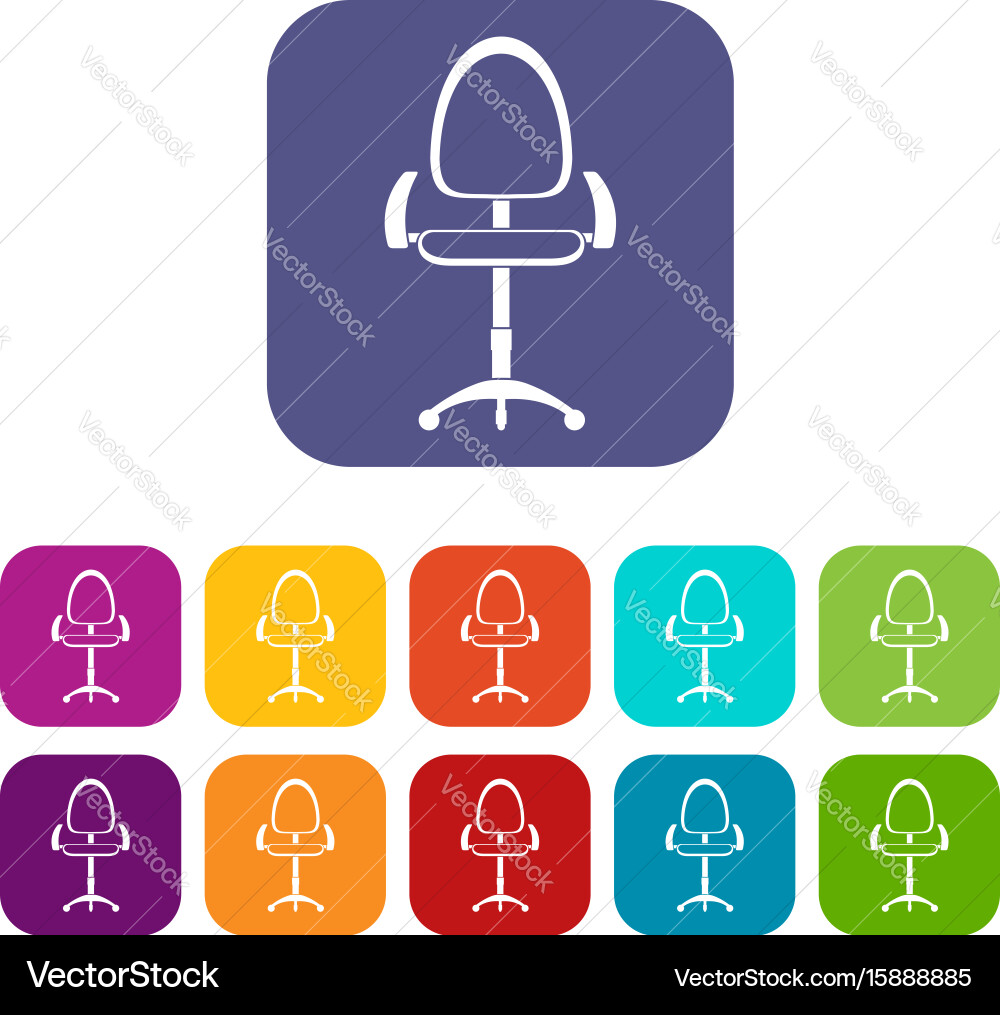 Modern office chair icons set flat Royalty Free Vector Image