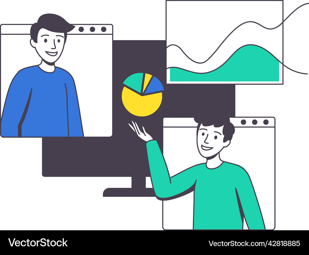 Online conference with man talking via internet Vector Image