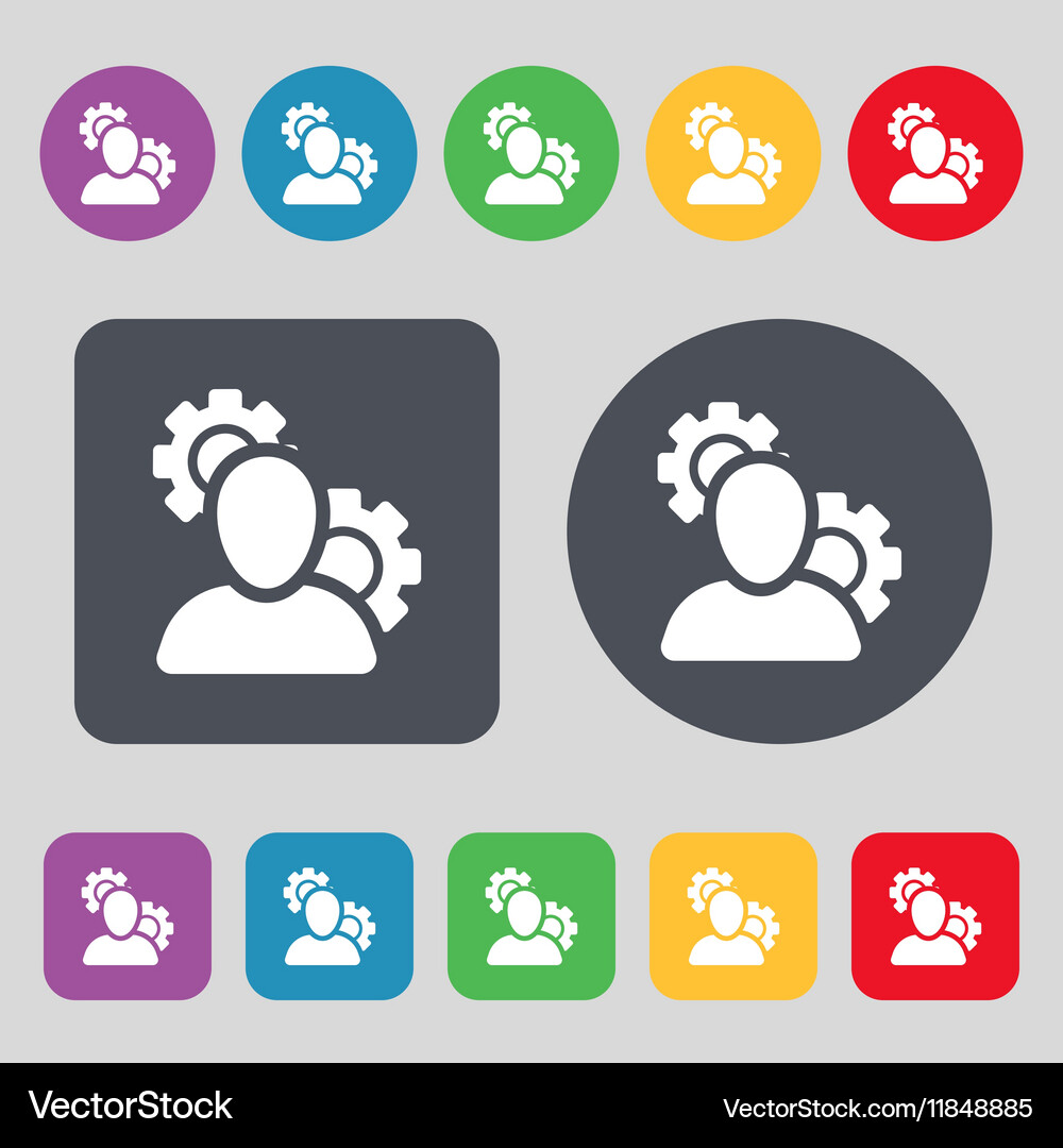 Profile Setting Icon sign A set of 12 colored Vector Image