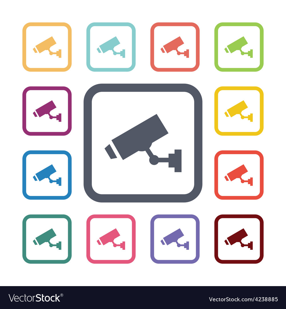 Security camera flat icons set Royalty Free Vector Image