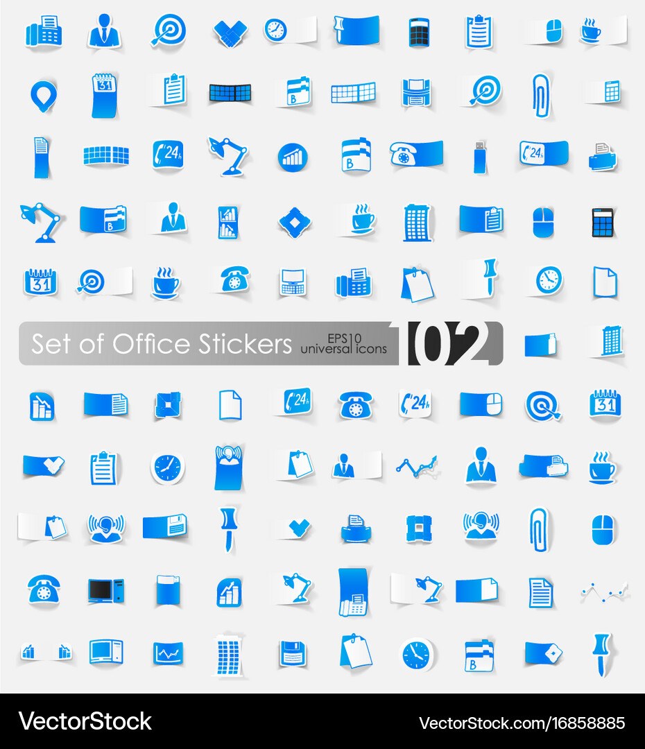 Set of office stickers Royalty Free Vector Image