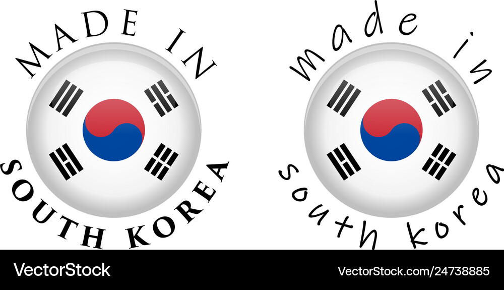 Simple made in south korea 3d button sign text Vector Image