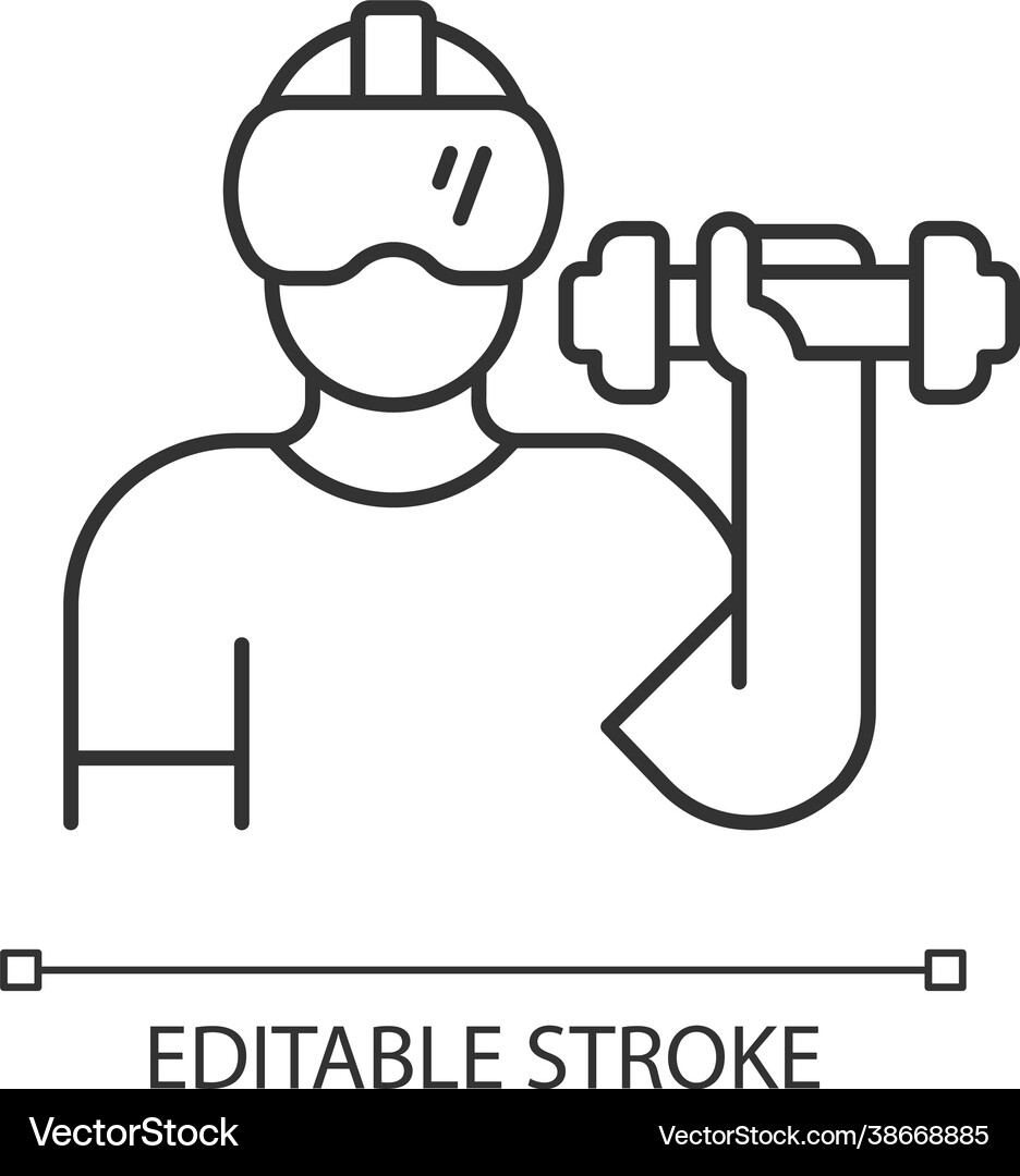 Virtual reality fitness linear icon Royalty Free Vector