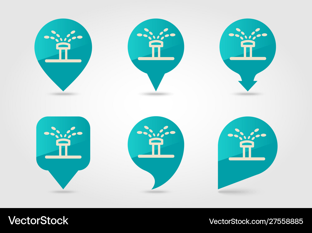 Water sprinkler irrigation flat pin map icon Vector Image