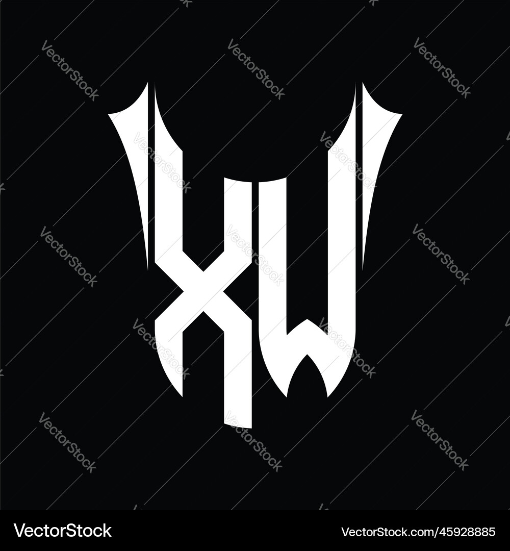 Xw logo monogram shield sharp half round shape Vector Image