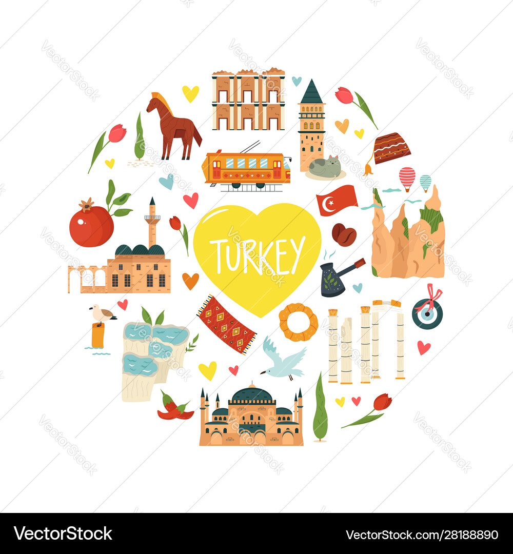 Abstract design with famous landmarks turkey Vector Image