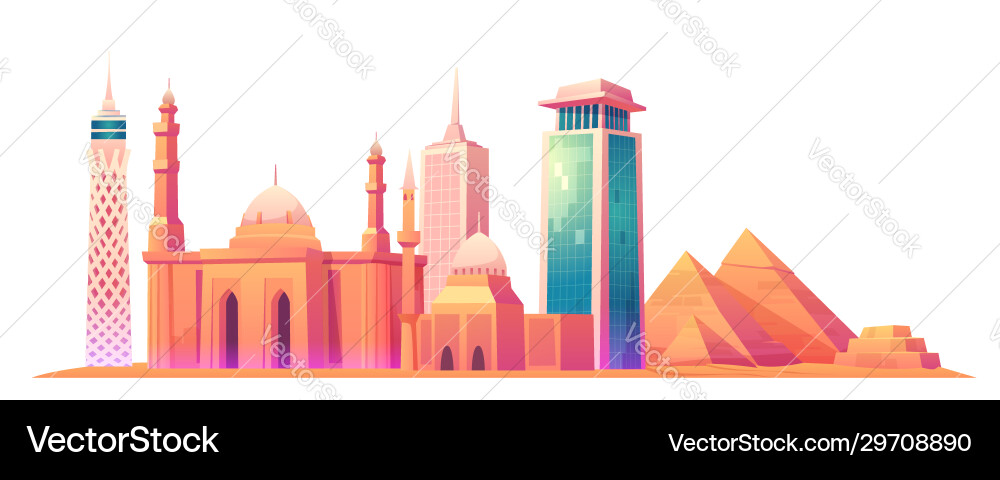 Cairo egypt skyline with world famous landmarks Vector Image