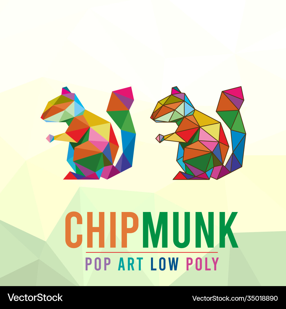 Chipmunk animal pet pop art low poly line logo Vector Image