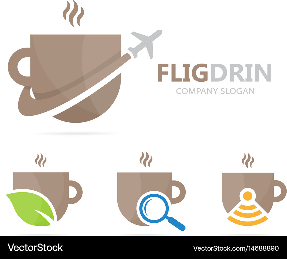 Coffee and airplane logo combination Royalty Free Vector