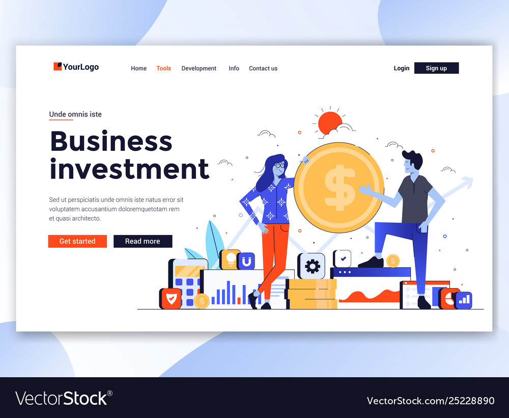 Flat modern design website template - business Vector Image Flat modern design website template - business Vector Image
