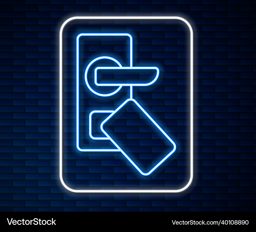 Glowing neon line digital door lock with wireless Vector Image