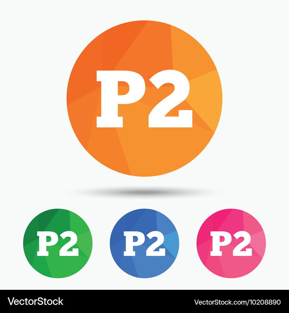Parking second floor icon car p2 symbol Royalty Free Vector