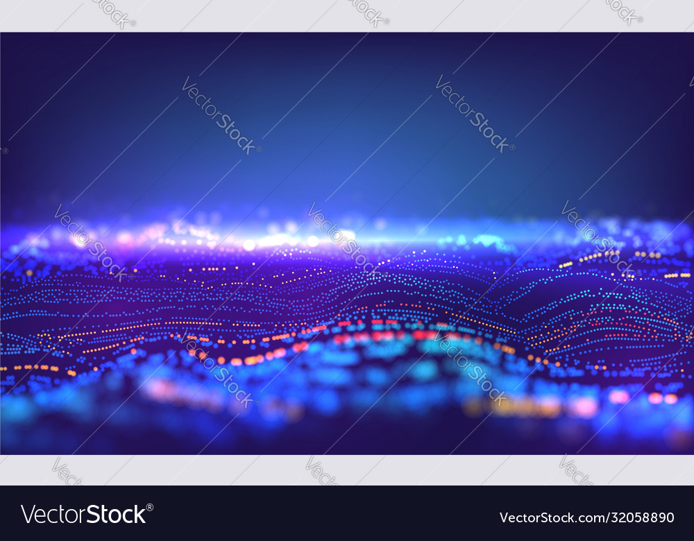 Particle Grid Abstract Technology Background Data Vector Image